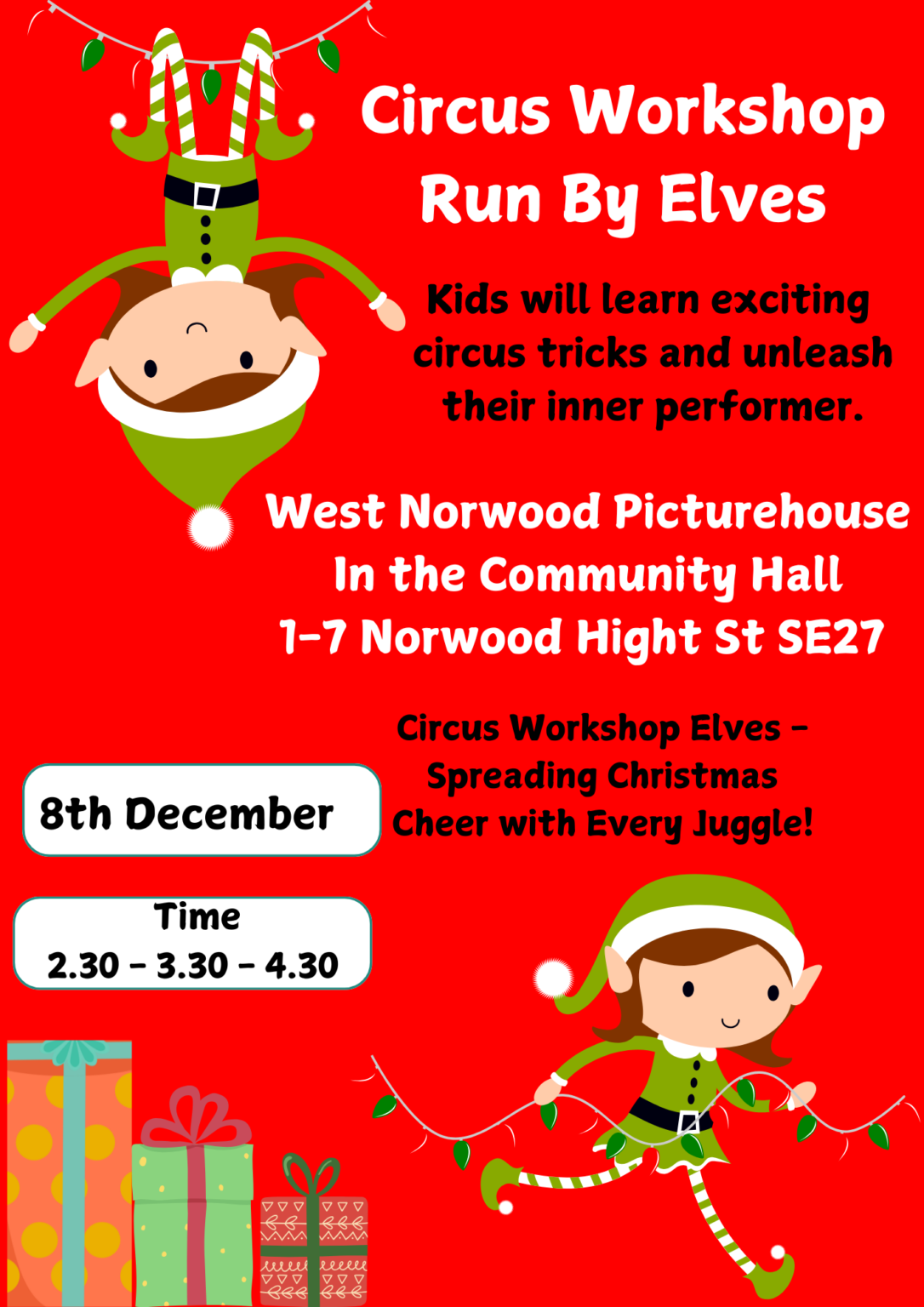 Circus Workshop Run By Elves @ West Norwood Picturehouse – POP UP EVENTS